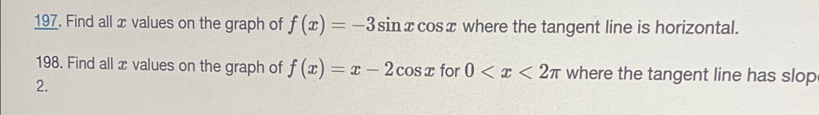 Solved Find all x ﻿values on the graph of f(x)=-3sinxcosx | Chegg.com