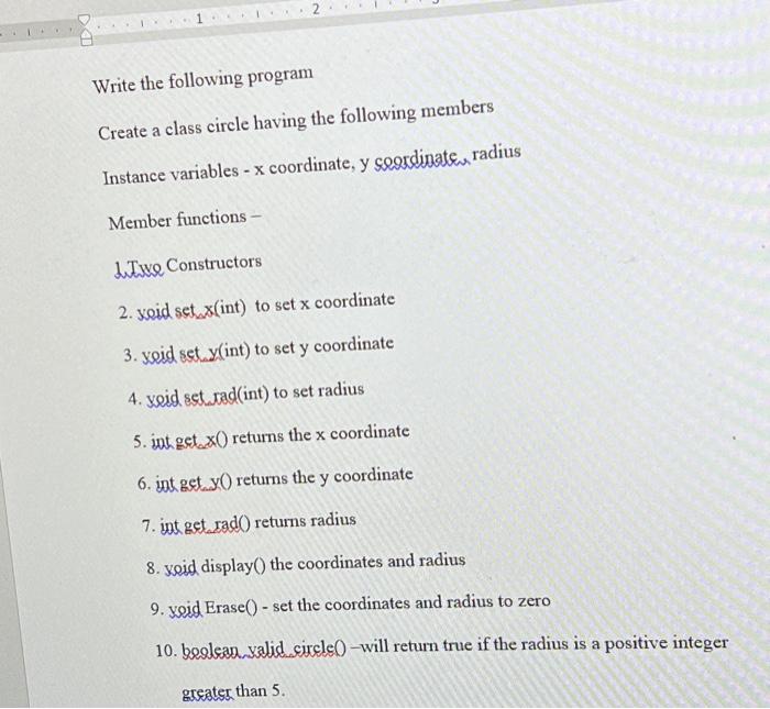 Solved Write the following program Create a class circle | Chegg.com