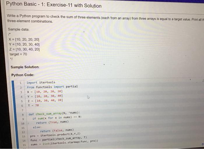 Solved Python Basic - 1: Exercise-11 with Solution Write a | Chegg.com