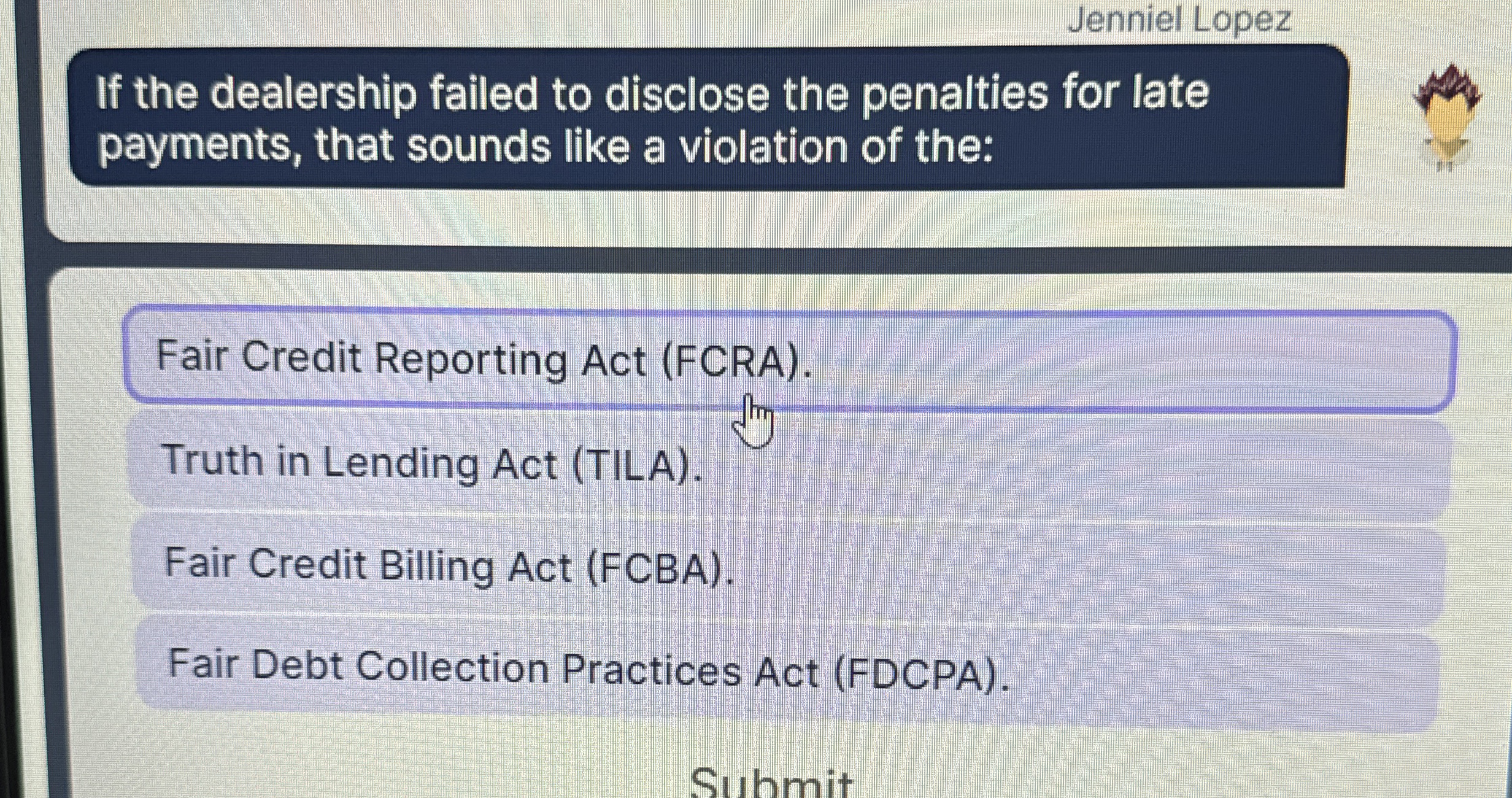 Solved If the dealership failed to disclose the penalties | Chegg.com