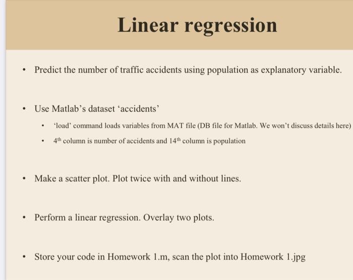 Solved Linear regression - Predict the number of traffic | Chegg.com