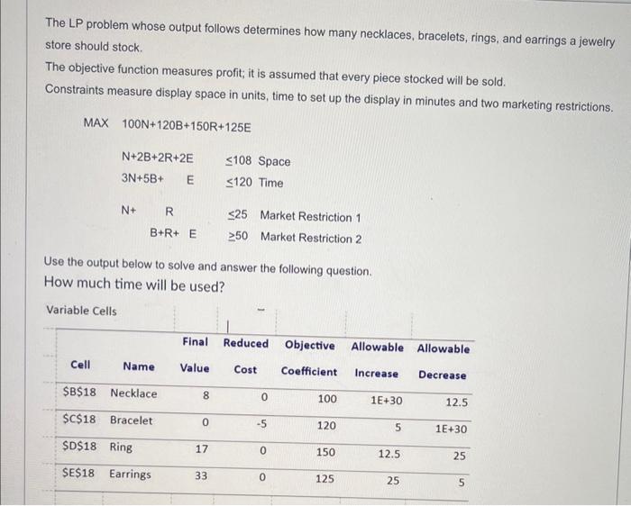 Solved The LP problem whose output follows determines how | Chegg.com