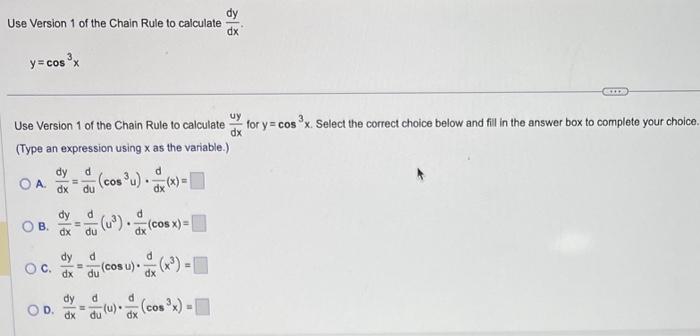 Solved Use Version 1 of the Chain Rule to calculate dxdy. | Chegg.com