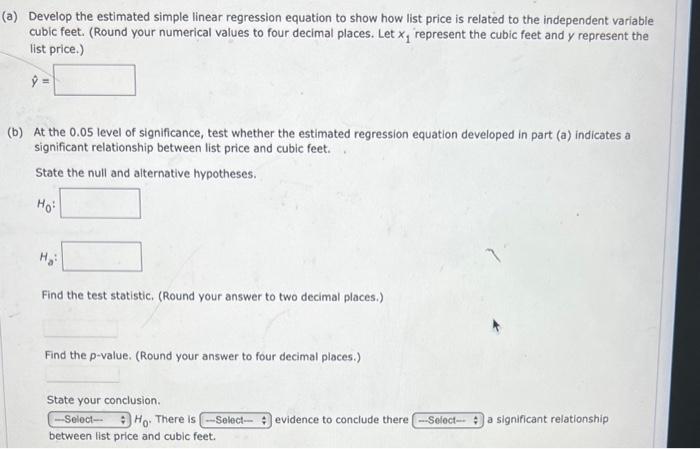 Solved Develop the estimated simple linear regression | Chegg.com