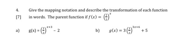 Solved 4. [7] Give the mapping notation and describe the | Chegg.com