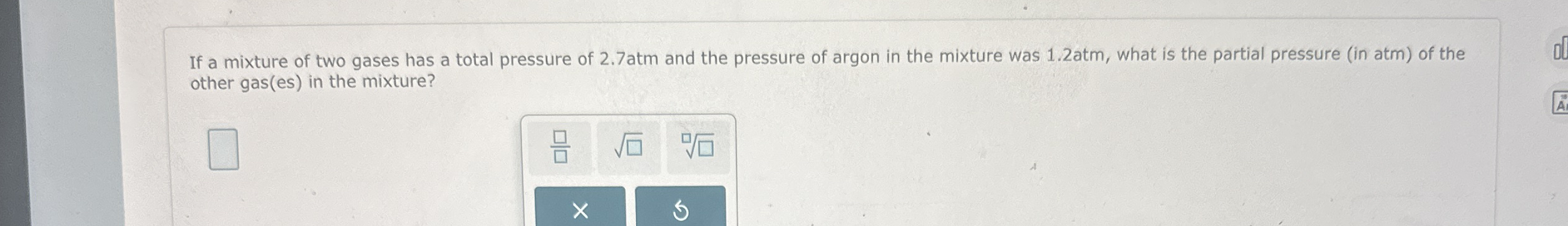 Solved If a mixture of two gases has a total pressure of 2.7 | Chegg.com