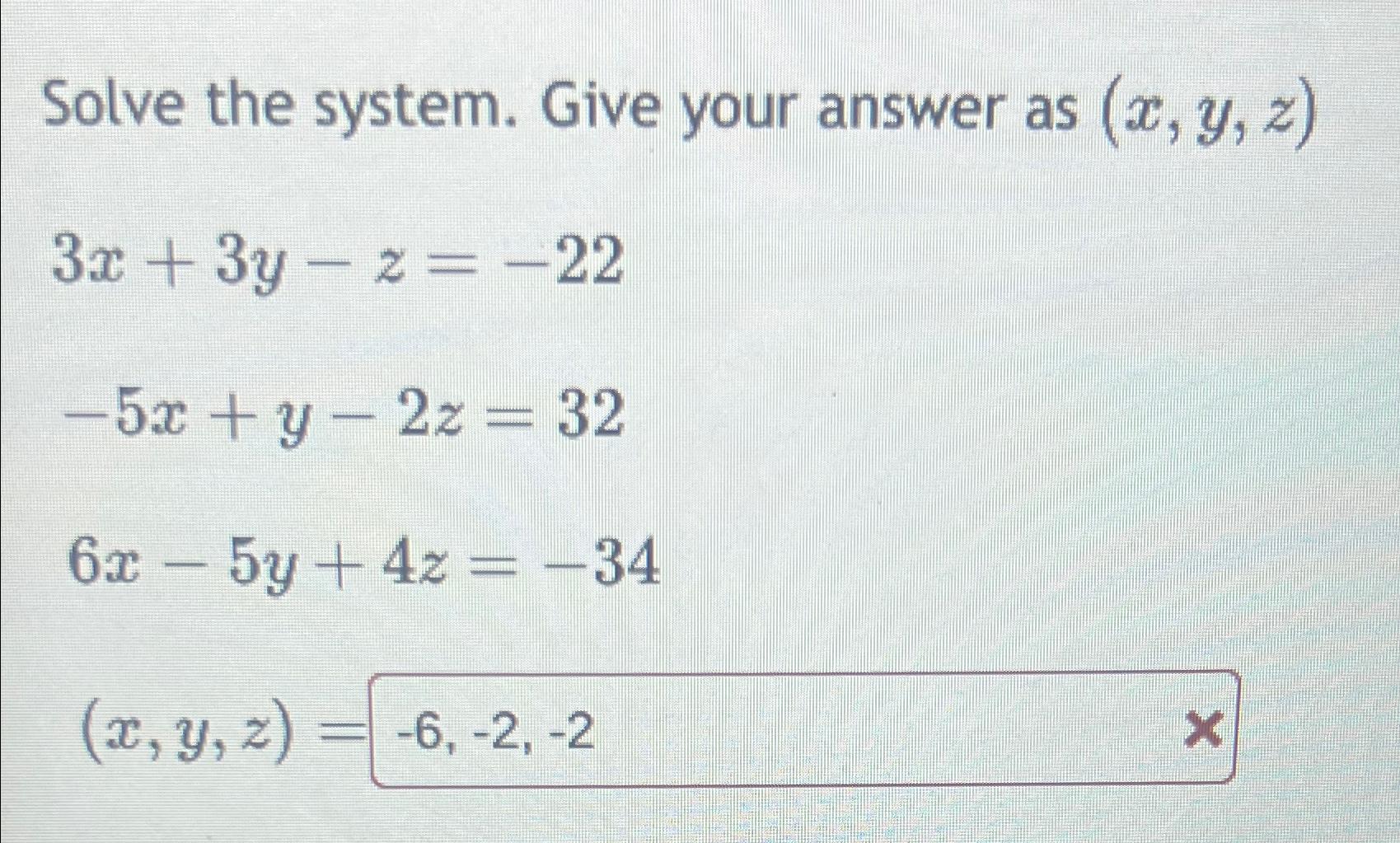 Solved Solve the system. Give your answer as | Chegg.com