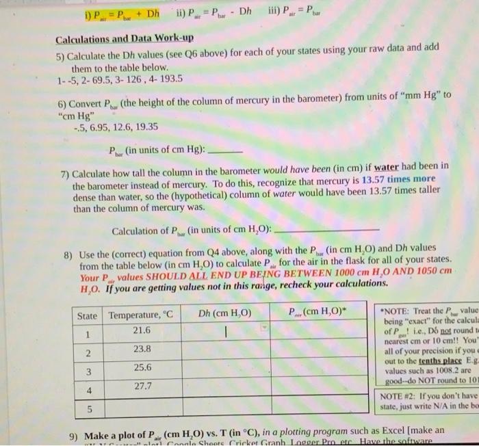 Solved 1) P = P + Dh 11) P = P - Dhiil) P = Pour | Chegg.com