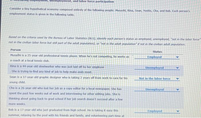 Solved Consider a tiny hypothetical economy composed | Chegg.com