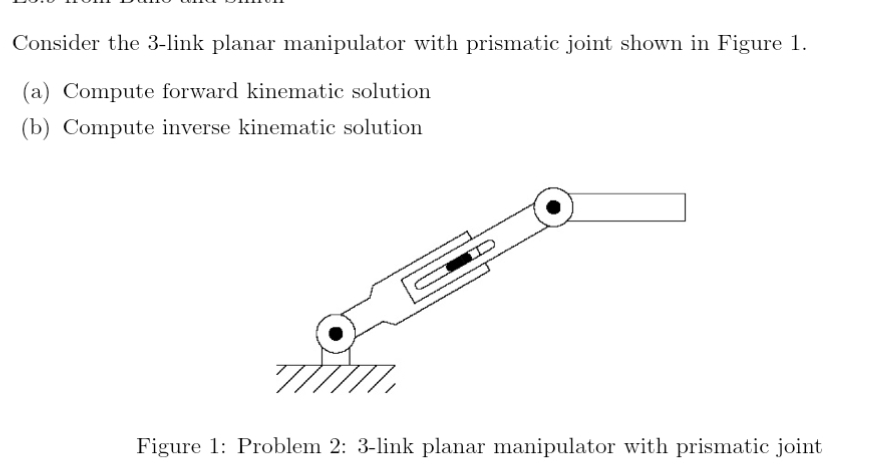 Consider the 3-link planar manipulator with prismatic | Chegg.com