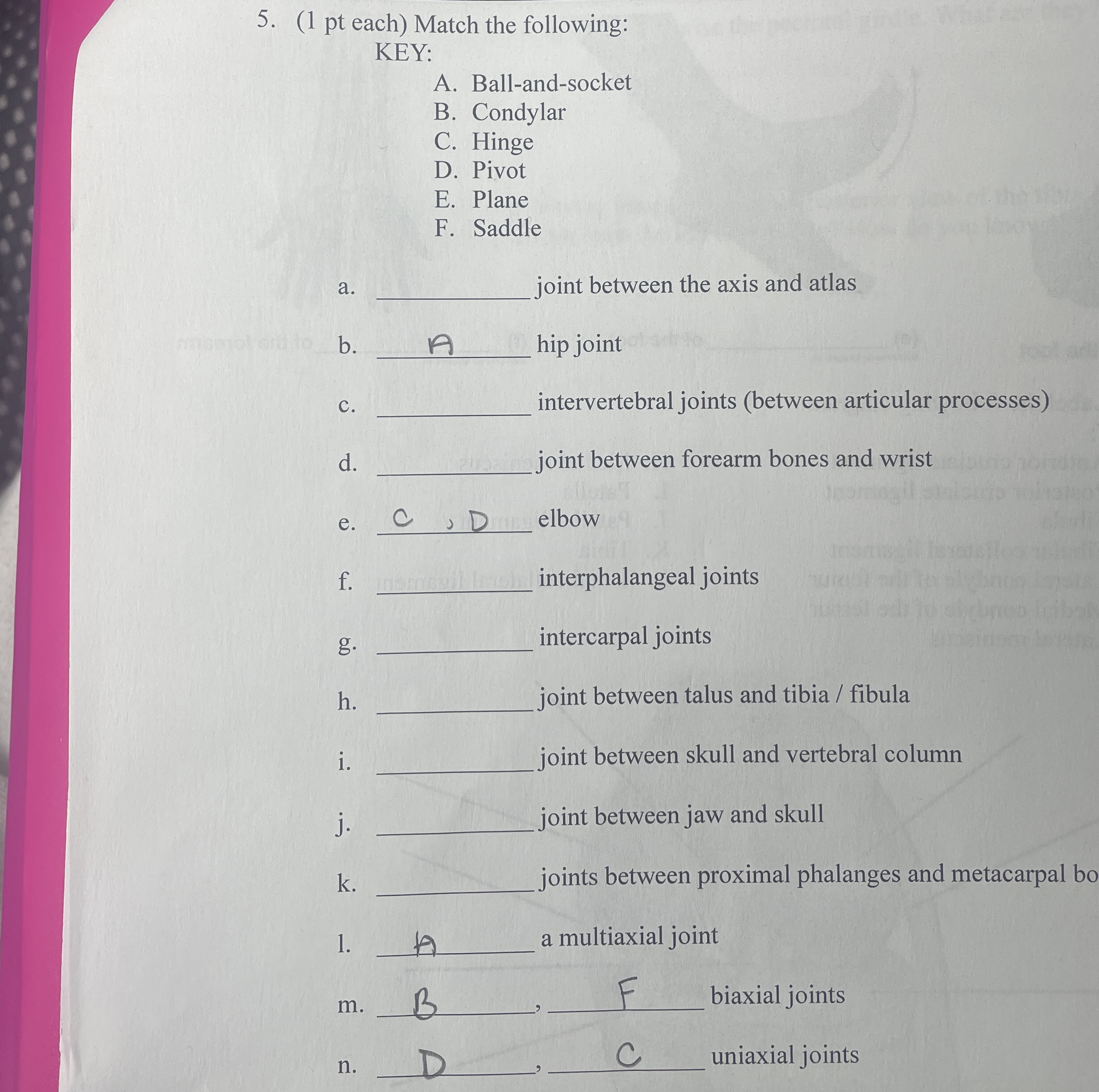 Solved (1 ﻿pt each) ﻿Match the following:KEY:A. | Chegg.com