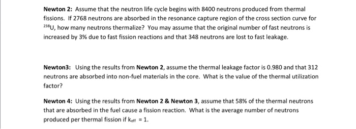 Solved Newton 2: Assume that the neutron life cycle begins | Chegg.com