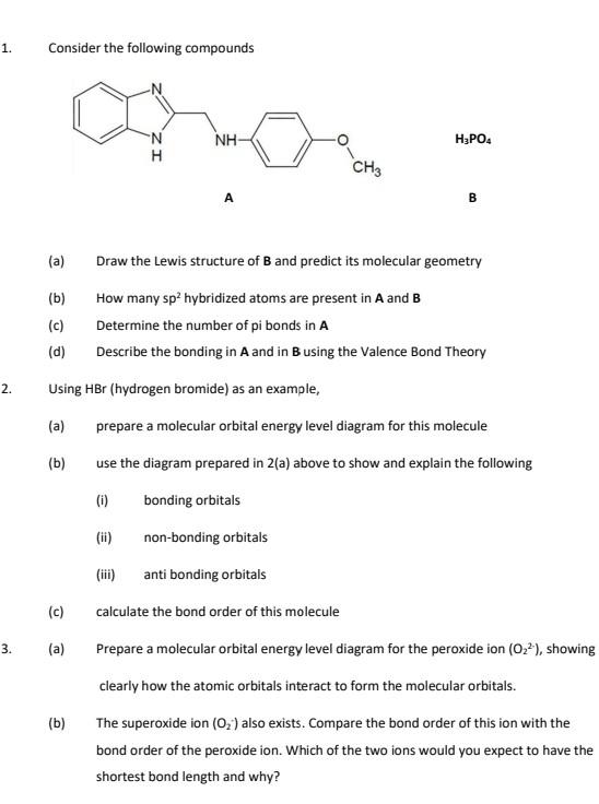 Solved Consider the following compounds (a) Draw the Lewis | Chegg.com