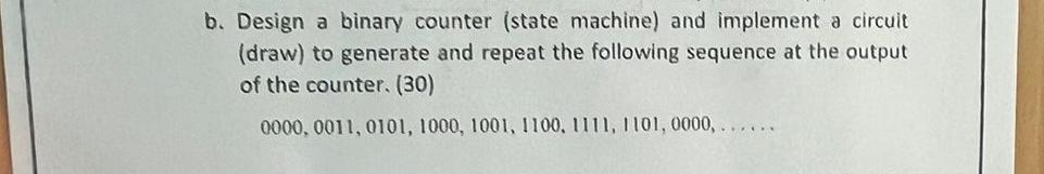 b. Design a binary counter (state machine) and | Chegg.com