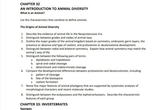 Solved CHAPTER 32 AN INTRODUCTION TO ANIMAL DIVERSITY What | Chegg.com
