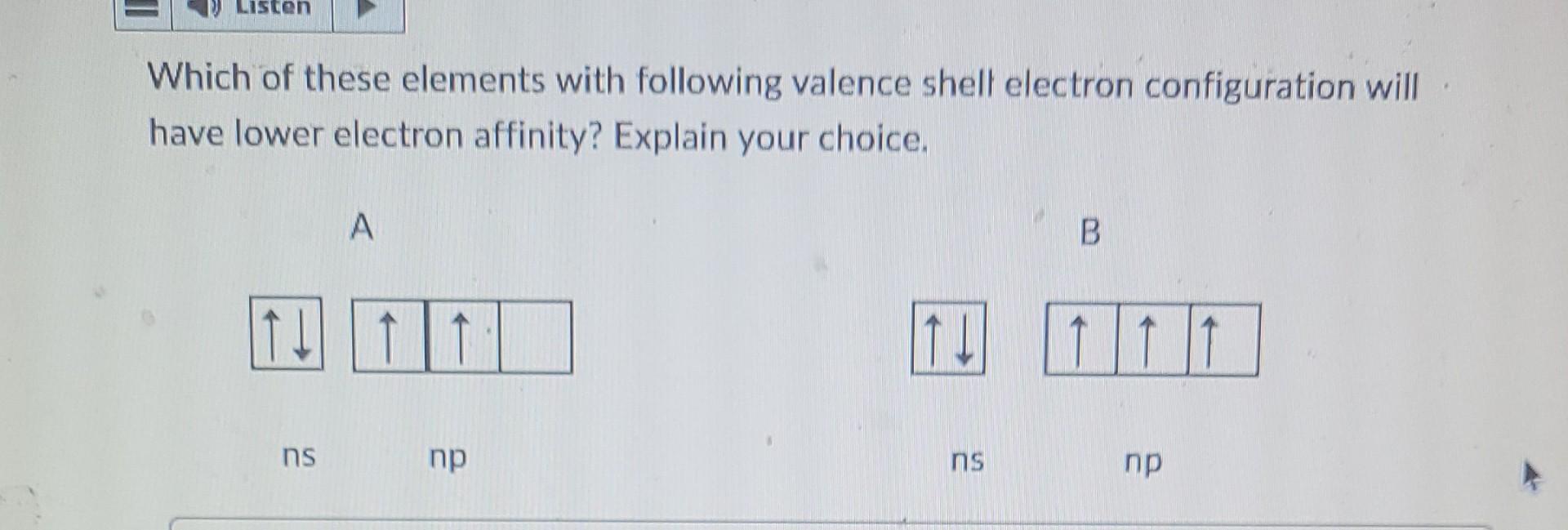 Solved Which of these elements with following valence shell | Chegg.com