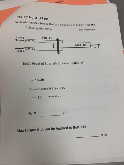 Solved make Problem No. 3 (22 pts) Calculate the Max Torque | Chegg.com