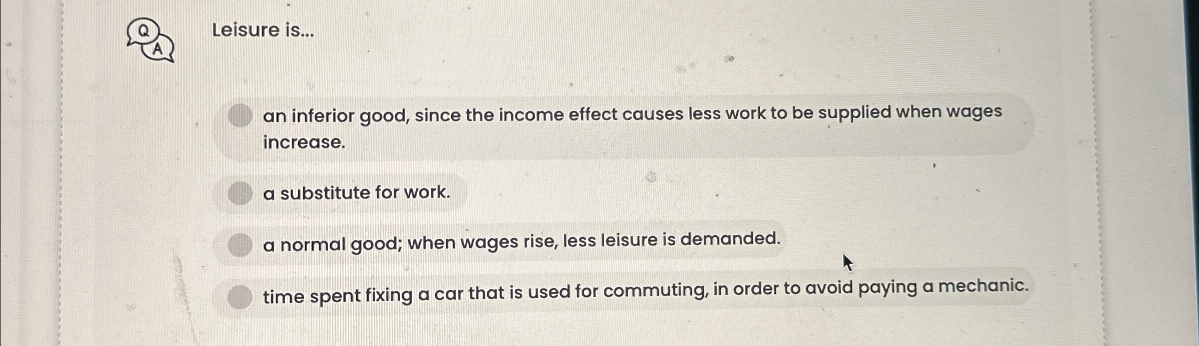 Solved Leisure is...QAan inferior good, since the income | Chegg.com