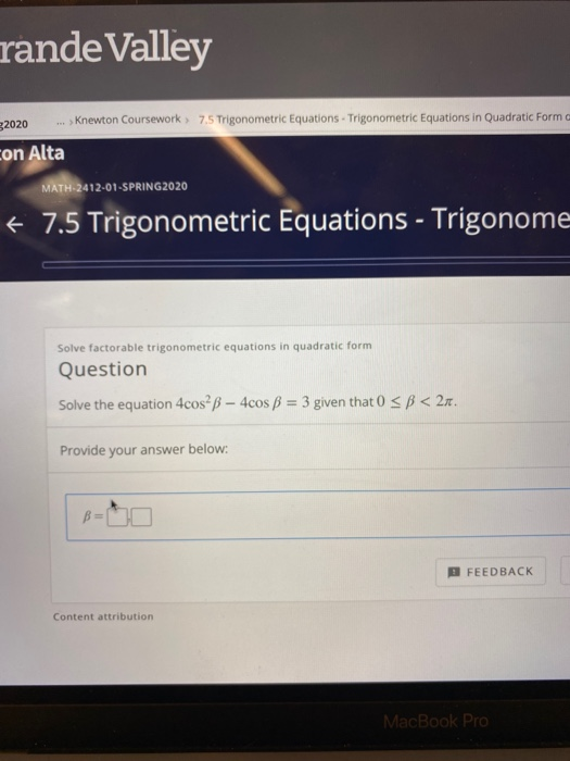 Solved rande Valley Knewton Coursework > 7.5 Trigonometric | Chegg.com