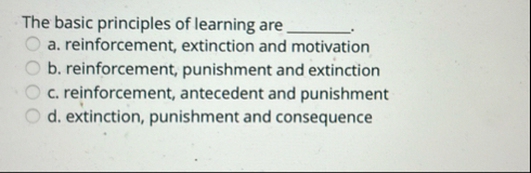 Solved The basic principles of learning area. | Chegg.com