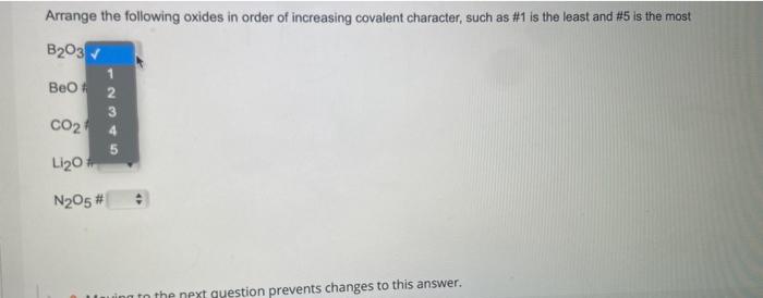 Solved Arrange the following oxides in order of increasing | Chegg.com