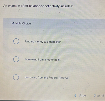 Solved An example of off-balance-sheet activity | Chegg.com