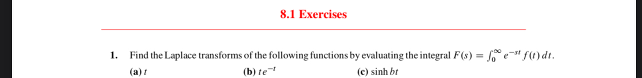 Solved 8.1 ﻿ExercisesFind the Laplace transforms of the | Chegg.com