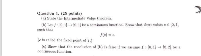Question 3. (25 points) (a) State the Intermediate | Chegg.com