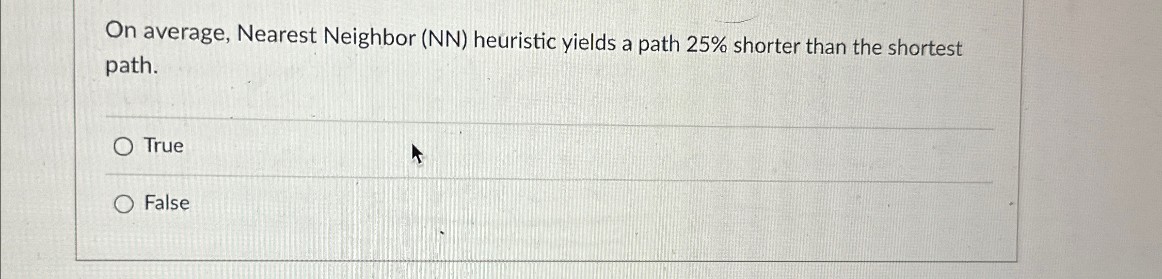 Solved On average, Nearest Neighbor (NN) ﻿heuristic yields a | Chegg.com