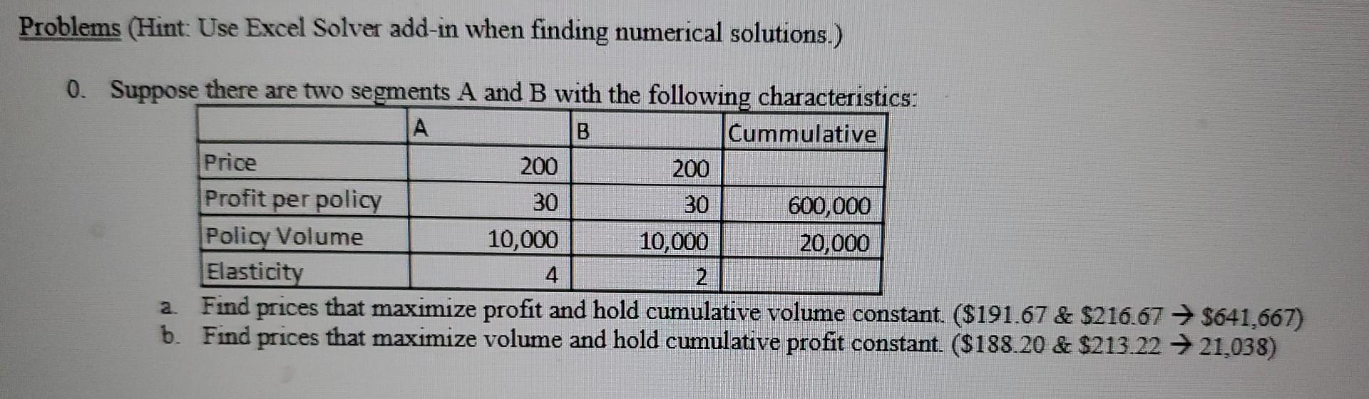 Solved Problems (Hint: Use Excel Solver add-in when finding | Chegg.com