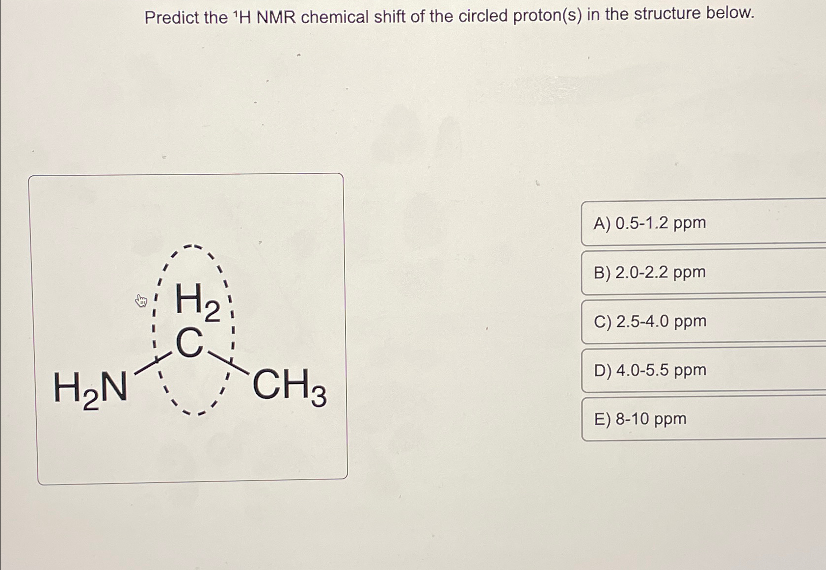 Solved Predict the ?1H ﻿NMR chemical shift of the circled | Chegg.com