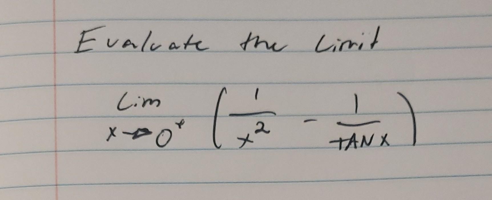 Solved Evaluate the Limit limx→0+(x21−tanx1) | Chegg.com