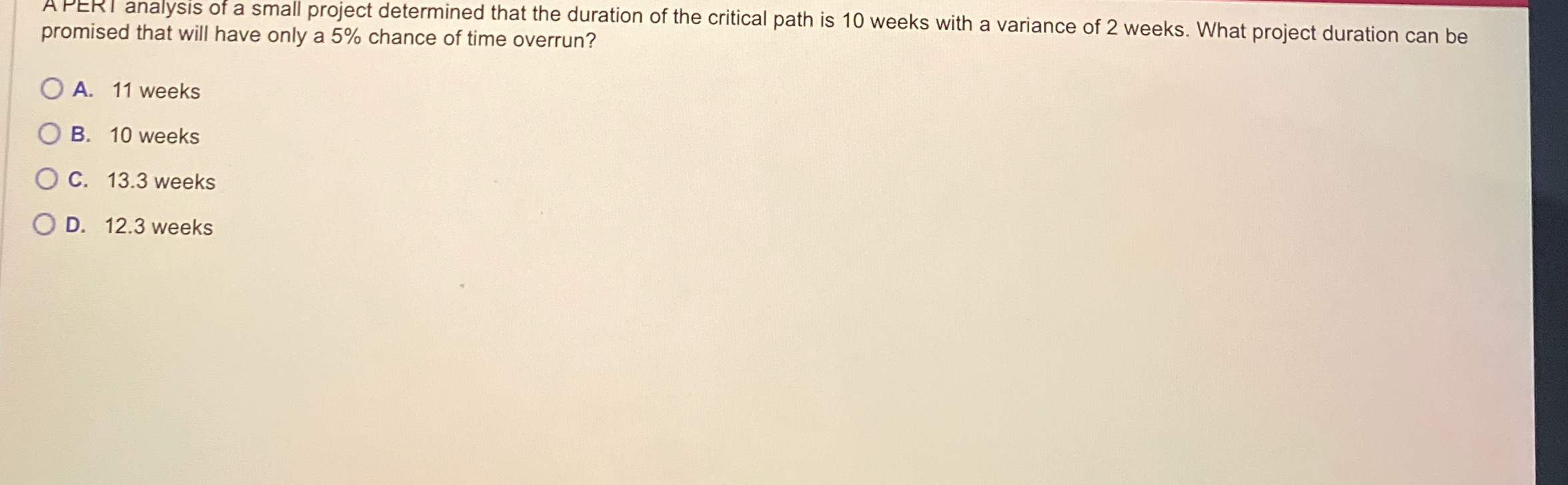 Solved promised that will have only a 5% ﻿chance of time | Chegg.com