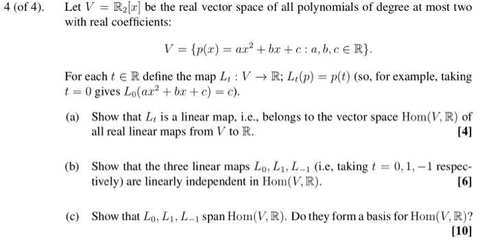 Solved Let V=R2[x] be the real vector space of all | Chegg.com