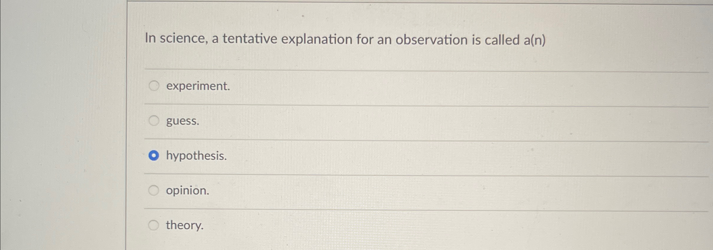 Solved In science, a tentative explanation for an | Chegg.com