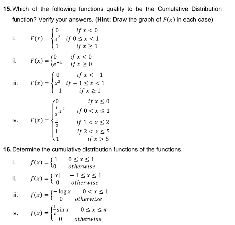 Solved Which of the following functions qualify to be the | Chegg.com