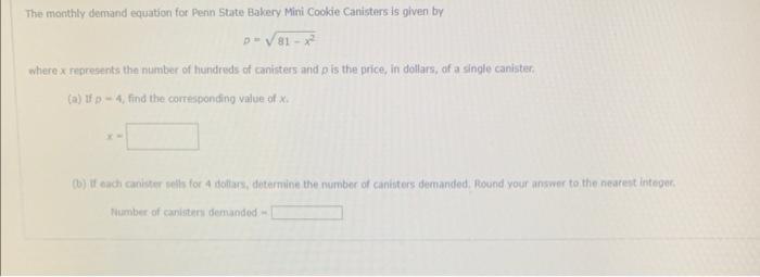 Solved The Monthly Demand Equation For Penn State Bokery 0162