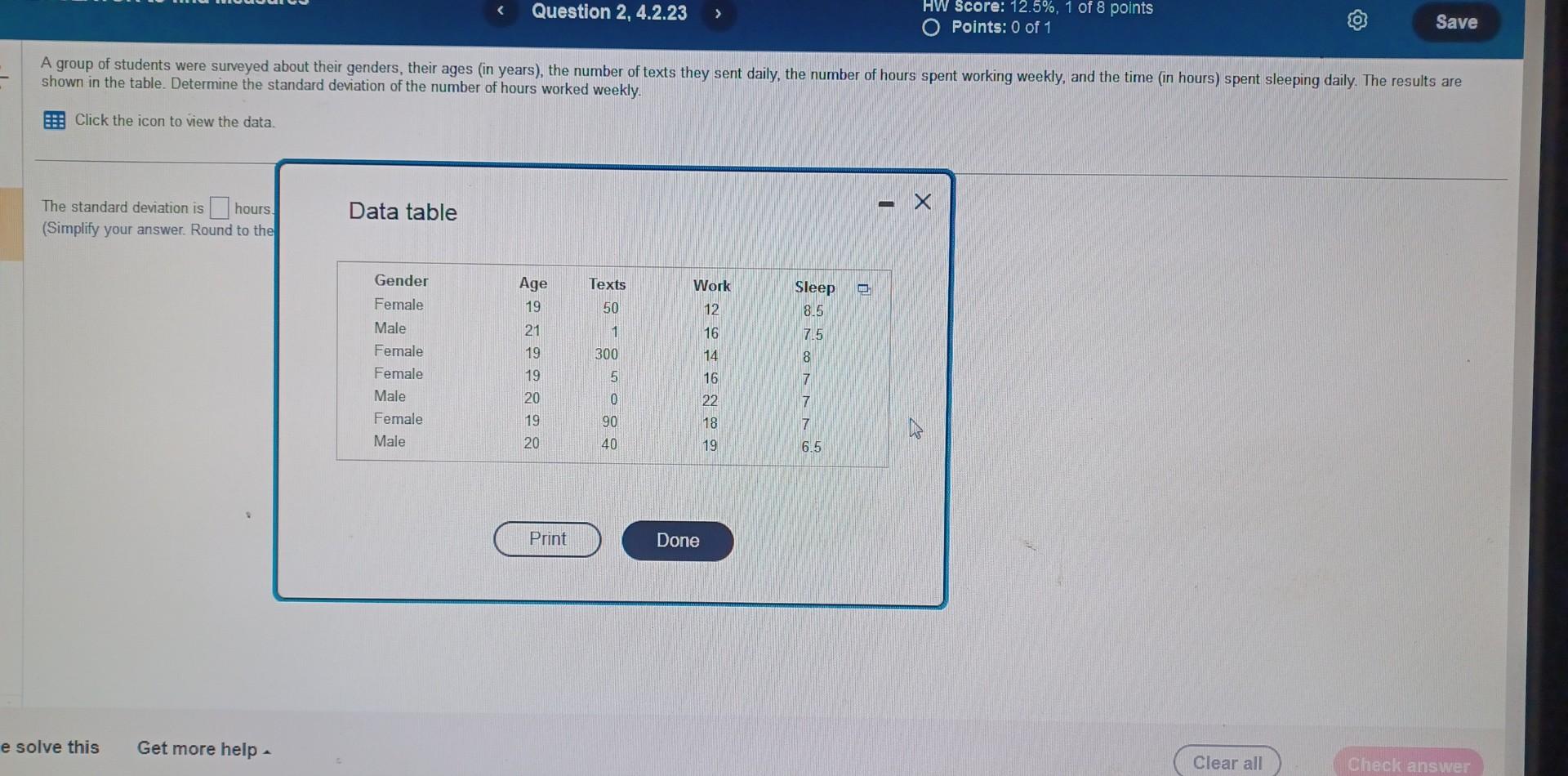 Solved shown in the table. Determine the standard deviation | Chegg.com