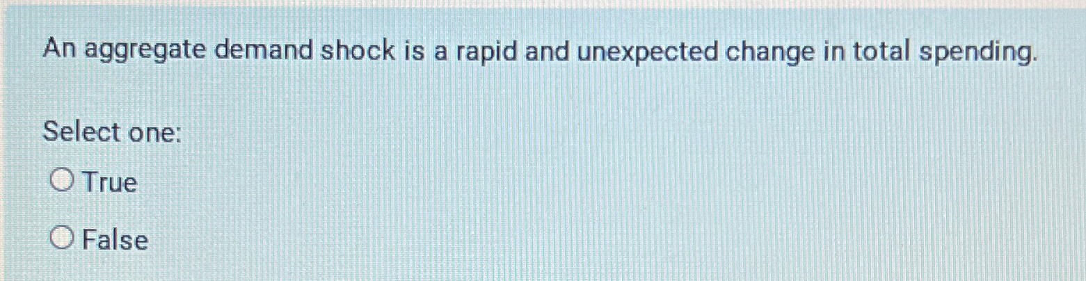 Solved An aggregate demand shock is a rapid and unexpected | Chegg.com