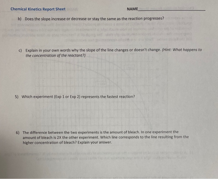 Solved Chemical Kinetics Report Sheet NAME In this | Chegg.com