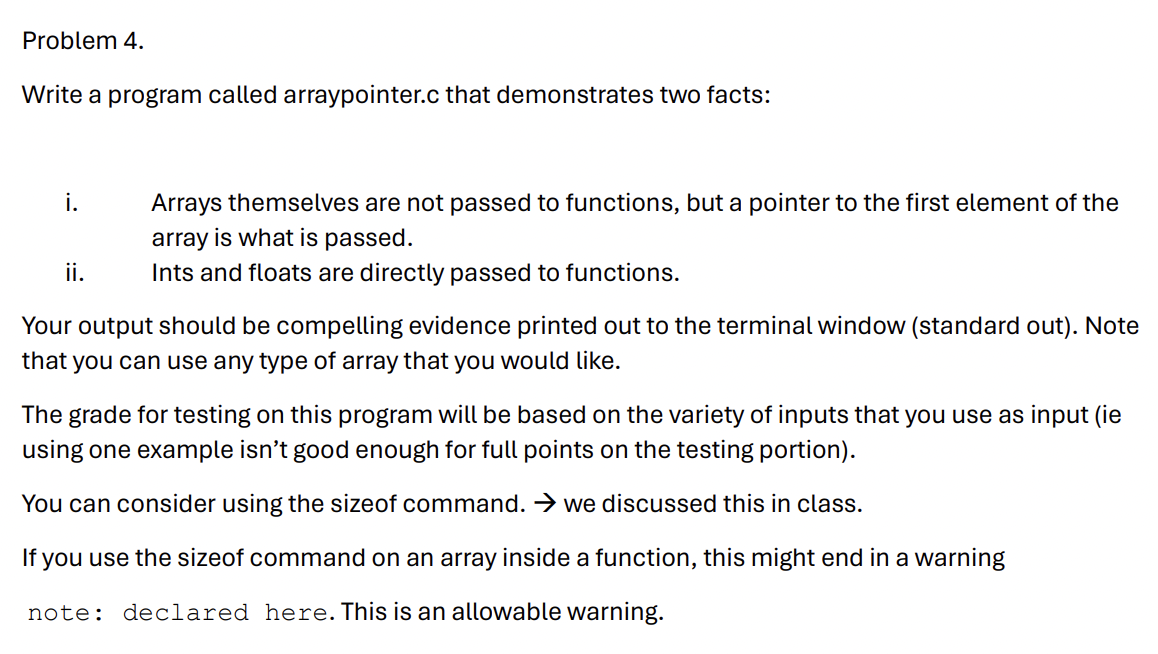 Solved Problem 4 (C program) | Chegg.com