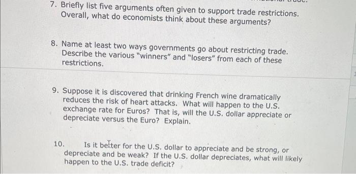Solved 7 Briefly List Five Arguments Often Given To Support