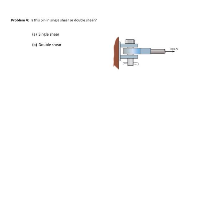 Solved Problem 4: Is this pin in single shear or double | Chegg.com