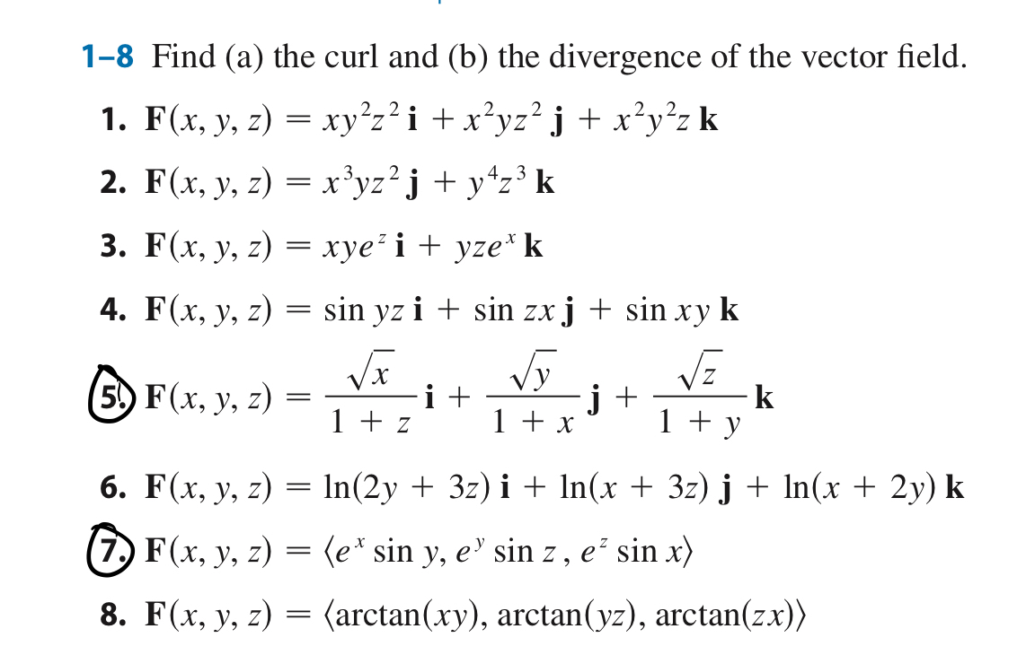 Solved NUMBER 7 ﻿pls ﻿Find (a) ﻿the curl and (b) ﻿the | Chegg.com