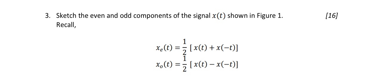 Solved Sketch the even and odd components of the signal x(t) | Chegg.com
