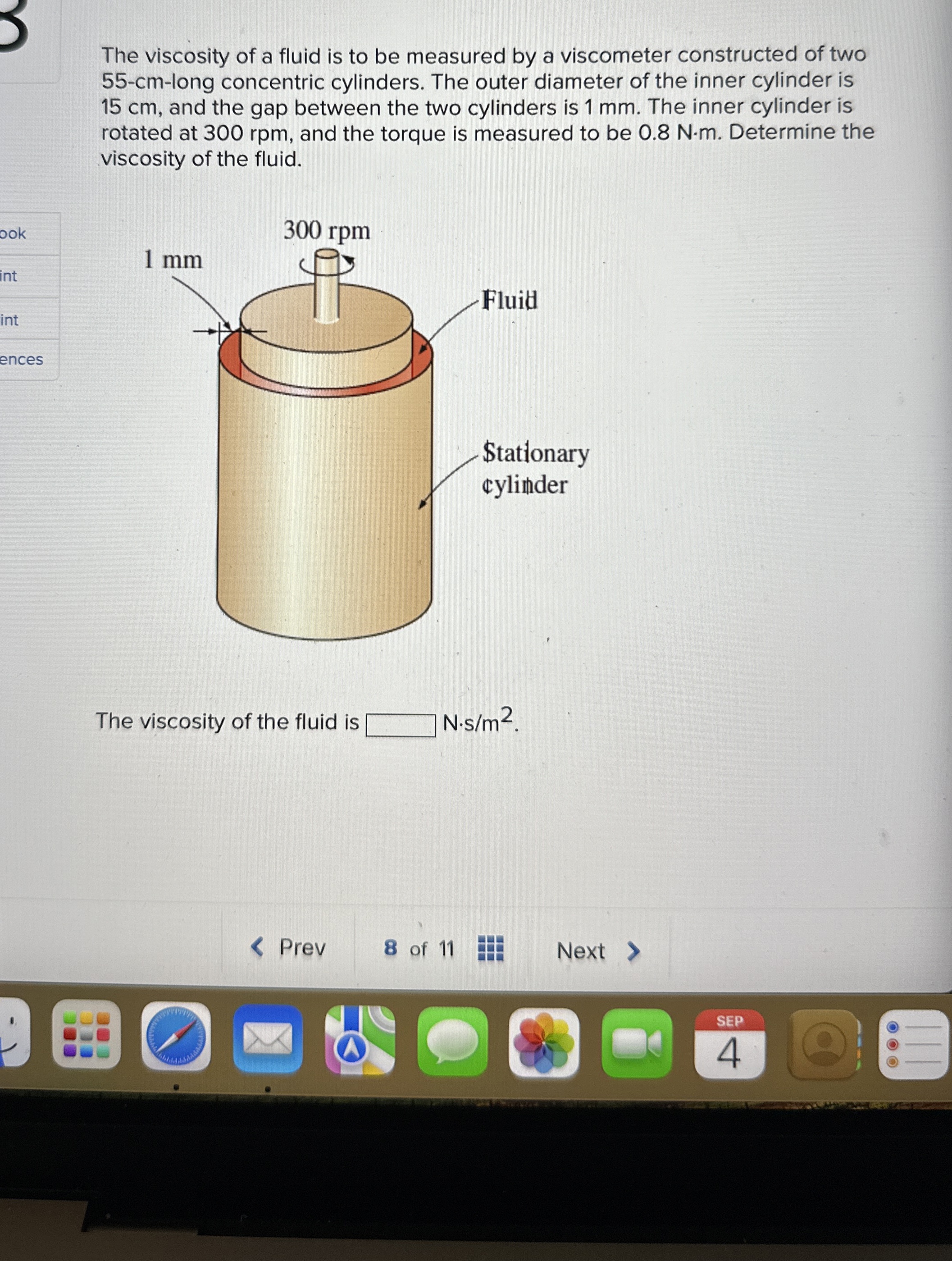 Solved The viscosity of a fluid is to be measured by a | Chegg.com