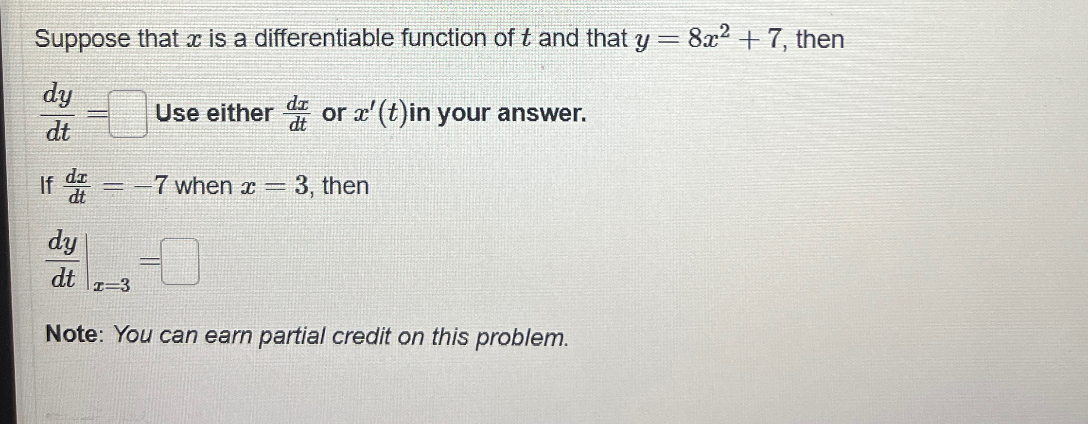 Solved Suppose that x ﻿is a differentiable function of t | Chegg.com