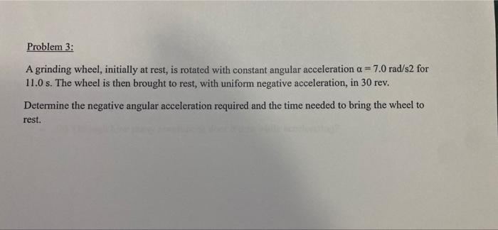 Solved Problem 3: A grinding wheel, initially at rest, is | Chegg.com