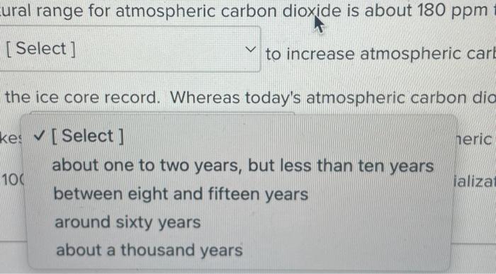 Solved he natural range for atmospheric carbon dioxide is | Chegg.com