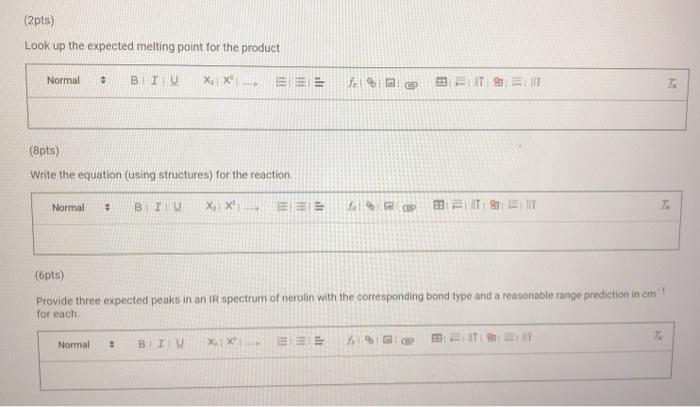 (2pts) Look up the expected melting point for the | Chegg.com